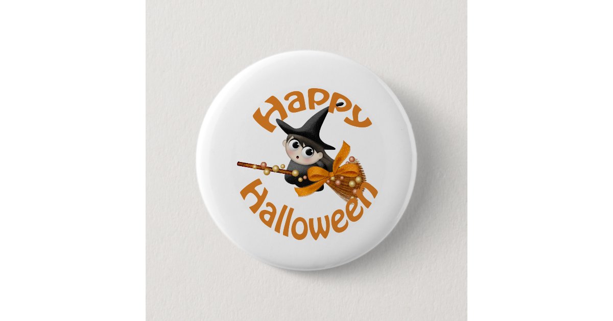 Happy Witch Pinback Button | Zazzle