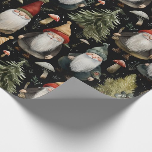 Happy Woodland Christmas Gnomes Wrapping Paper | Zazzle
