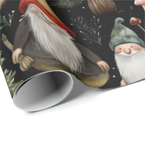 Happy Woodland Christmas Gnomes Wrapping Paper | Zazzle