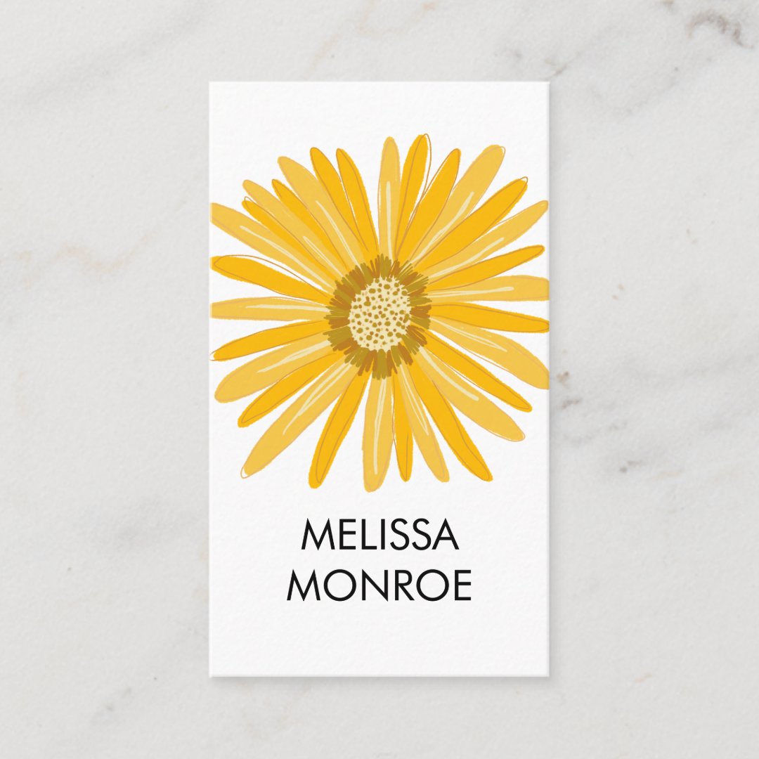Happy Yellow Daisy illustrated Business Card | Zazzle
