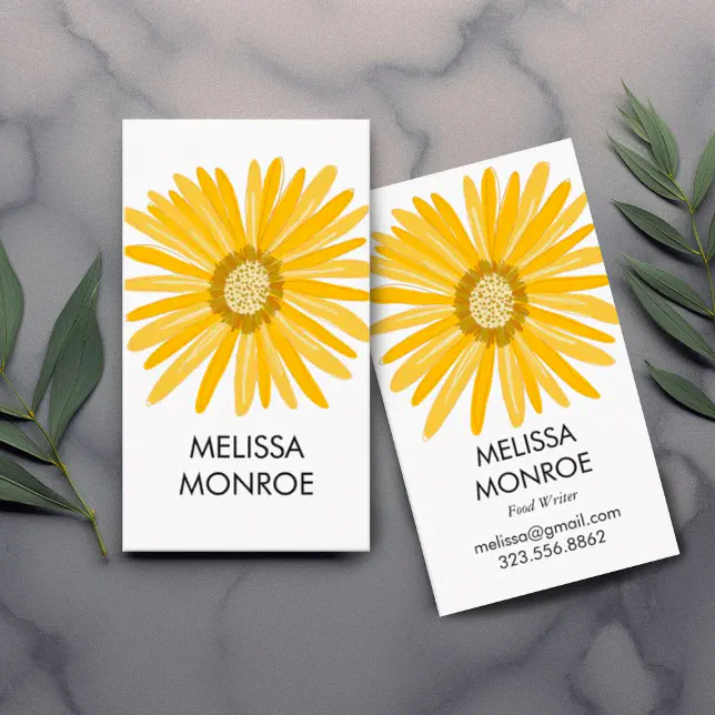 Happy Yellow Daisy illustrated Business Card | Zazzle