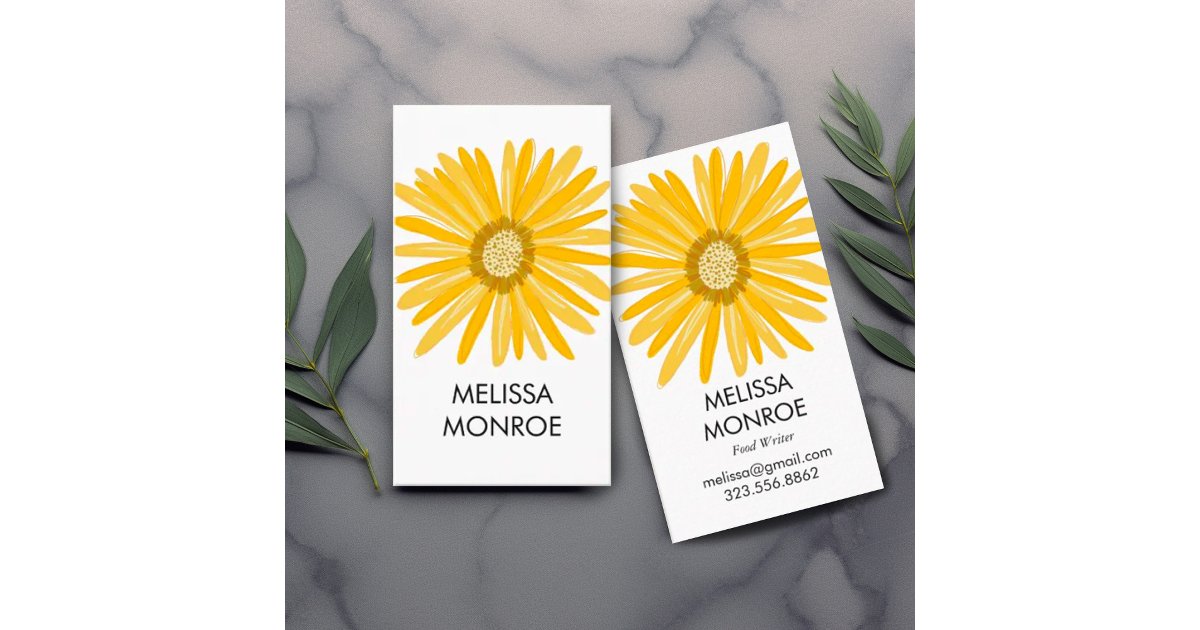 Happy Yellow Daisy illustrated Business Card | Zazzle