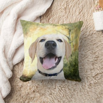 Happy Yellow Lab Throw Pillow | Zazzle