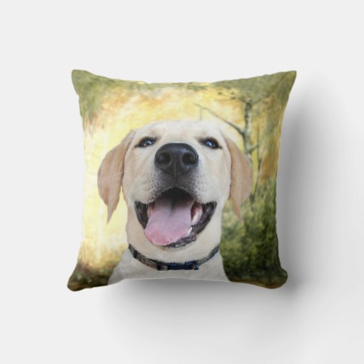 Happy Yellow Lab Throw Pillow | Zazzle