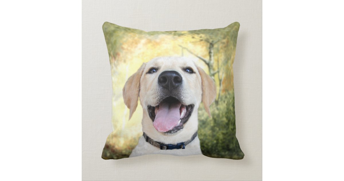 Happy Yellow Lab Throw Pillow | Zazzle.com