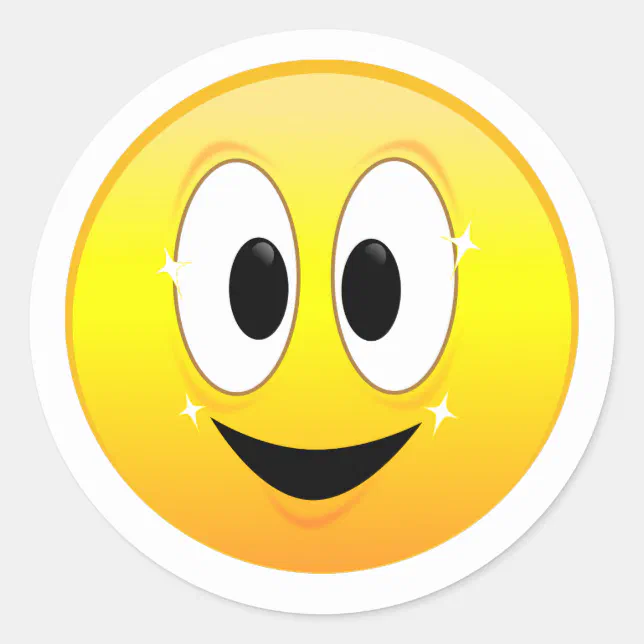 Happy Yellow Smiling Face Classic Round Sticker | Zazzle