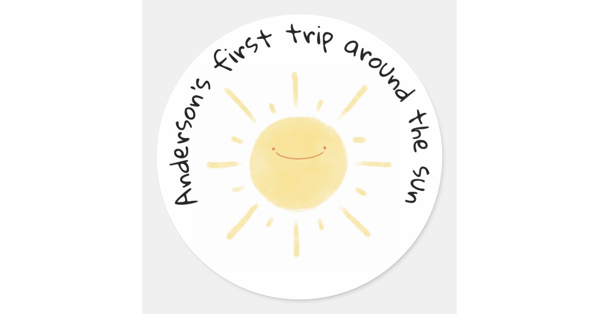 Happy Yellow Sun Gender Neutral Party Classic Round Sticker | Zazzle