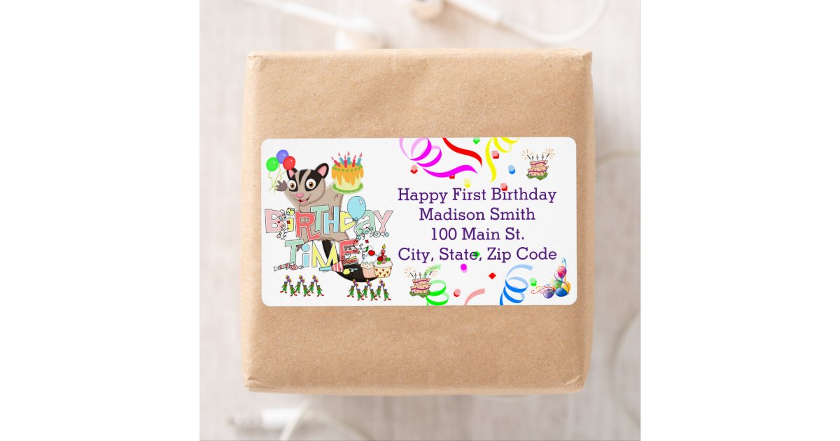 HappyBirthday Possum Cake Address Label | Zazzle