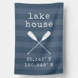 Harbor Blue | Lake House Custom Coordinates House Flag | Zazzle