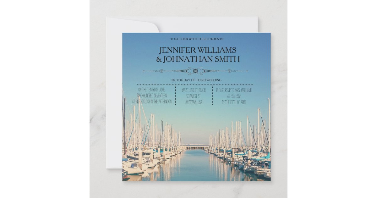 Harbor Destination Wedding Invitations | Zazzle