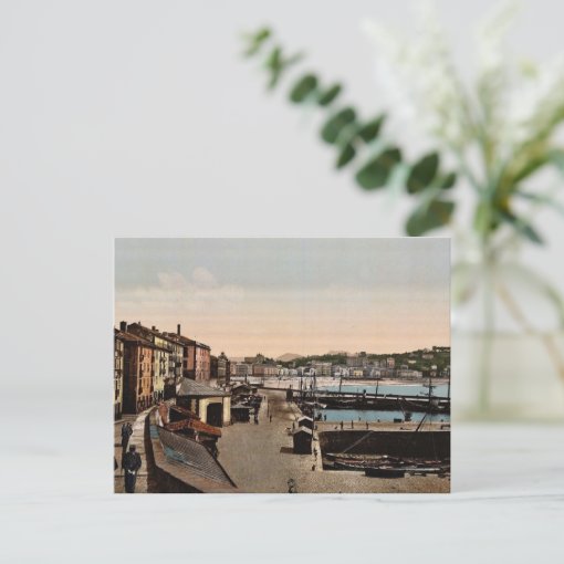 Harbor, San Sebastian, Spain vintage Photochrom Postcard | Zazzle