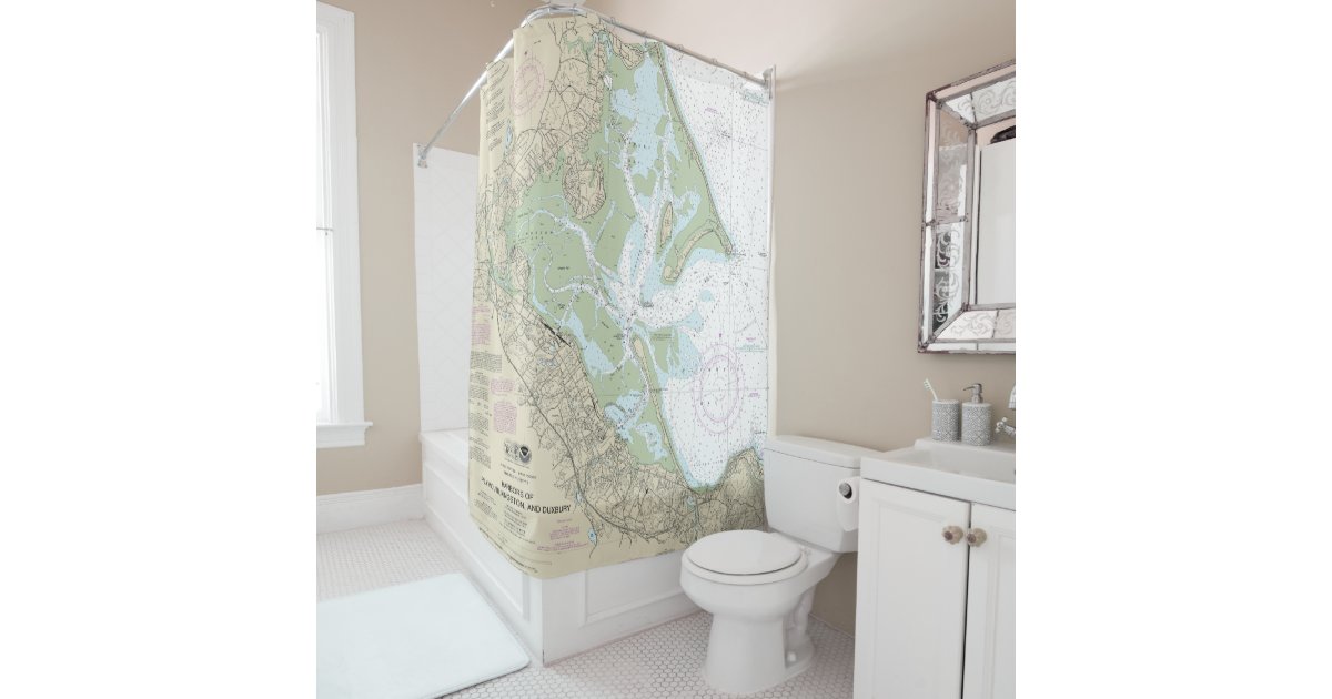 Harbors of Plymouth, Kingston and Duxbury Chart Shower Curtain | Zazzle