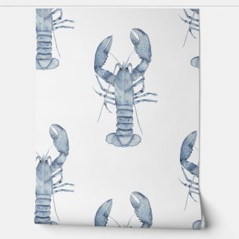 Harborside | Nautical Blue Lobster Wallpaper | Zazzle