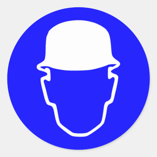 Hard Hat Sign Classic Round Sticker | Zazzle