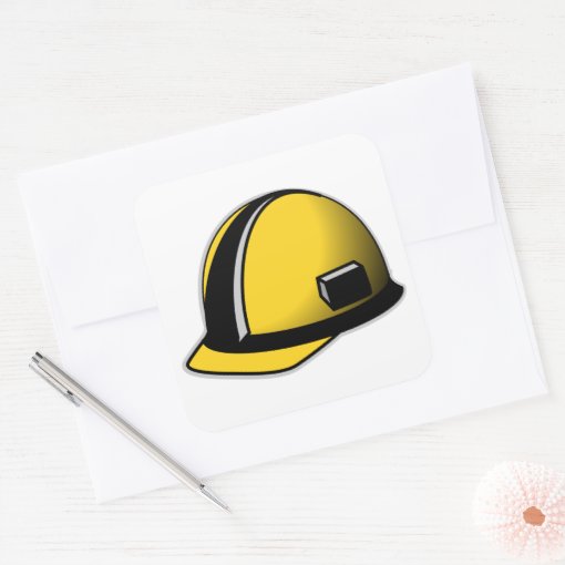 Hard Hat Square Sticker | Zazzle