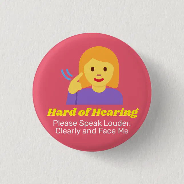 Hard of Hearing Girl with Personalized text Button | Zazzle