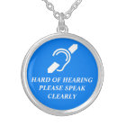 HEARING IMPAIRED SILVER PLATED NECKLACE | Zazzle.com