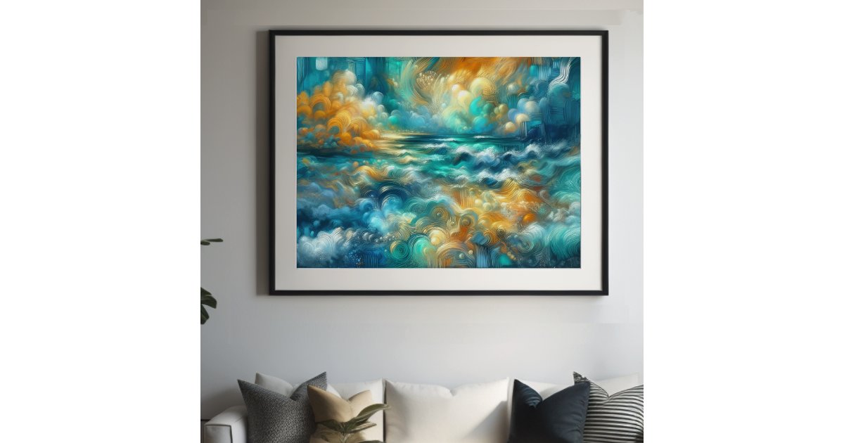 Hard Pastel Drawing Abstract Ocean Poster | Zazzle