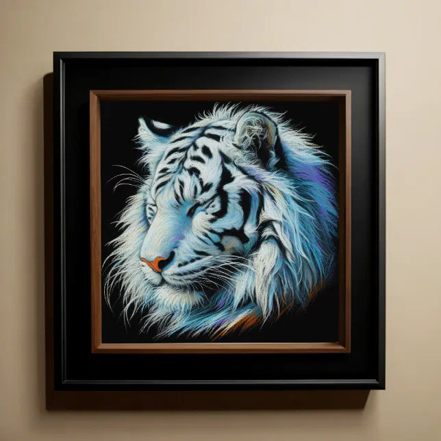 Hard Pastel Drawing White Tiger Poster | Zazzle