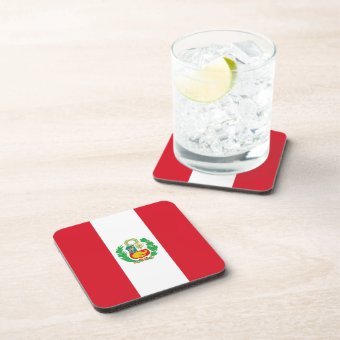 Hard plastic coaster with flag of Peru | Zazzle