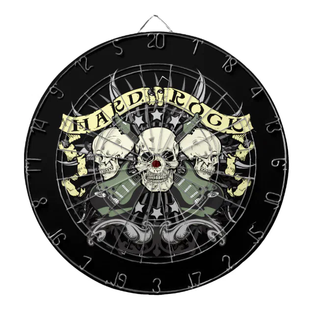 Hard Rock and Roll Skulls Guitars Dartboard | Zazzle
