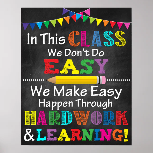 Hard Work Classroom Poster | Zazzle