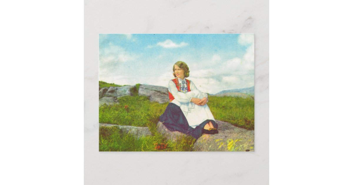 Hardanger costume, Norway Vintage image, Postcard | Zazzle