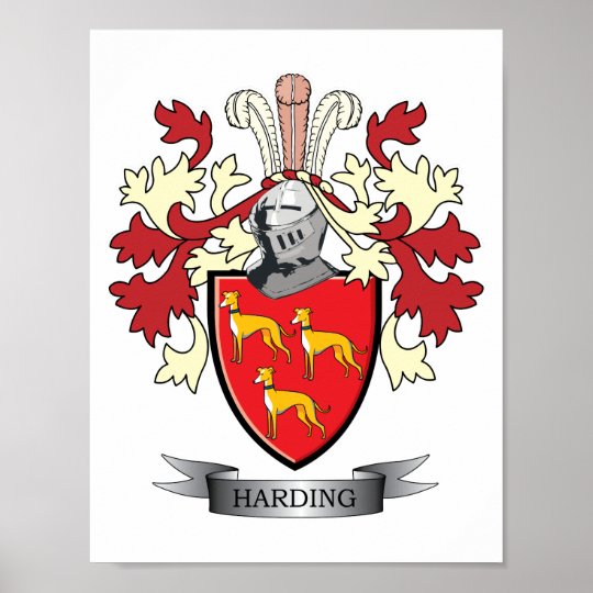 Harding Family Crest Coat of Arms Poster | Zazzle.com