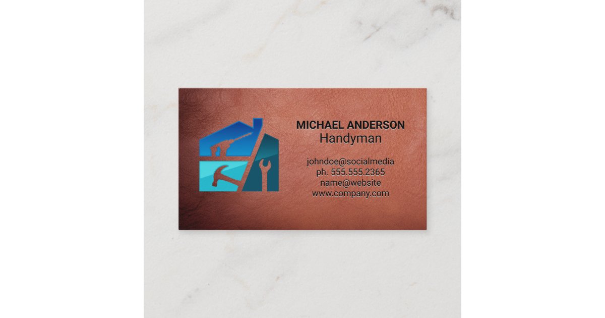 Hardware Home Tools | Construction | Leather Business Card | Zazzle