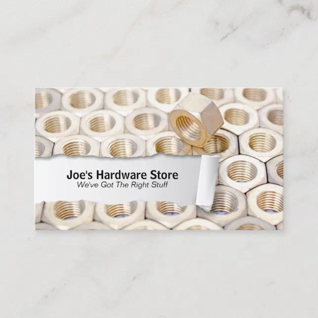 Hardware Store Nuts n Bolts Closeup Business Card | Zazzle