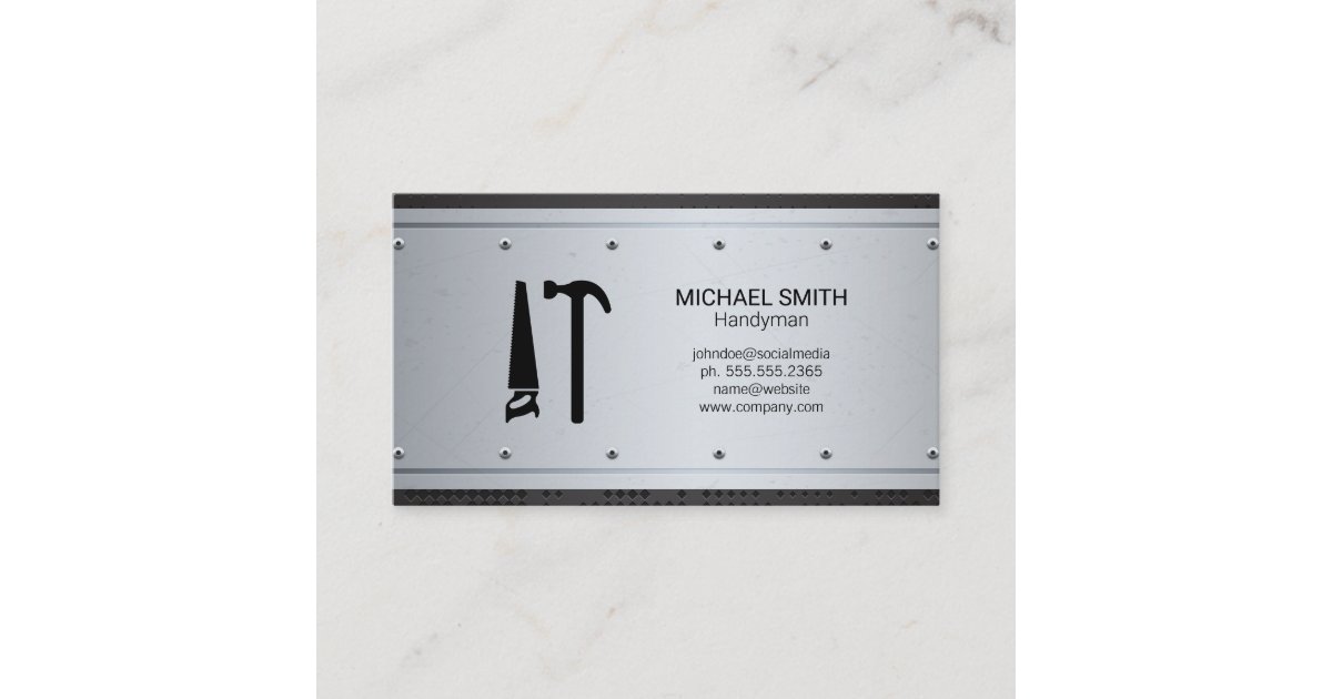 Hardware Tools | Handyman Metal Rivets Business Card | Zazzle
