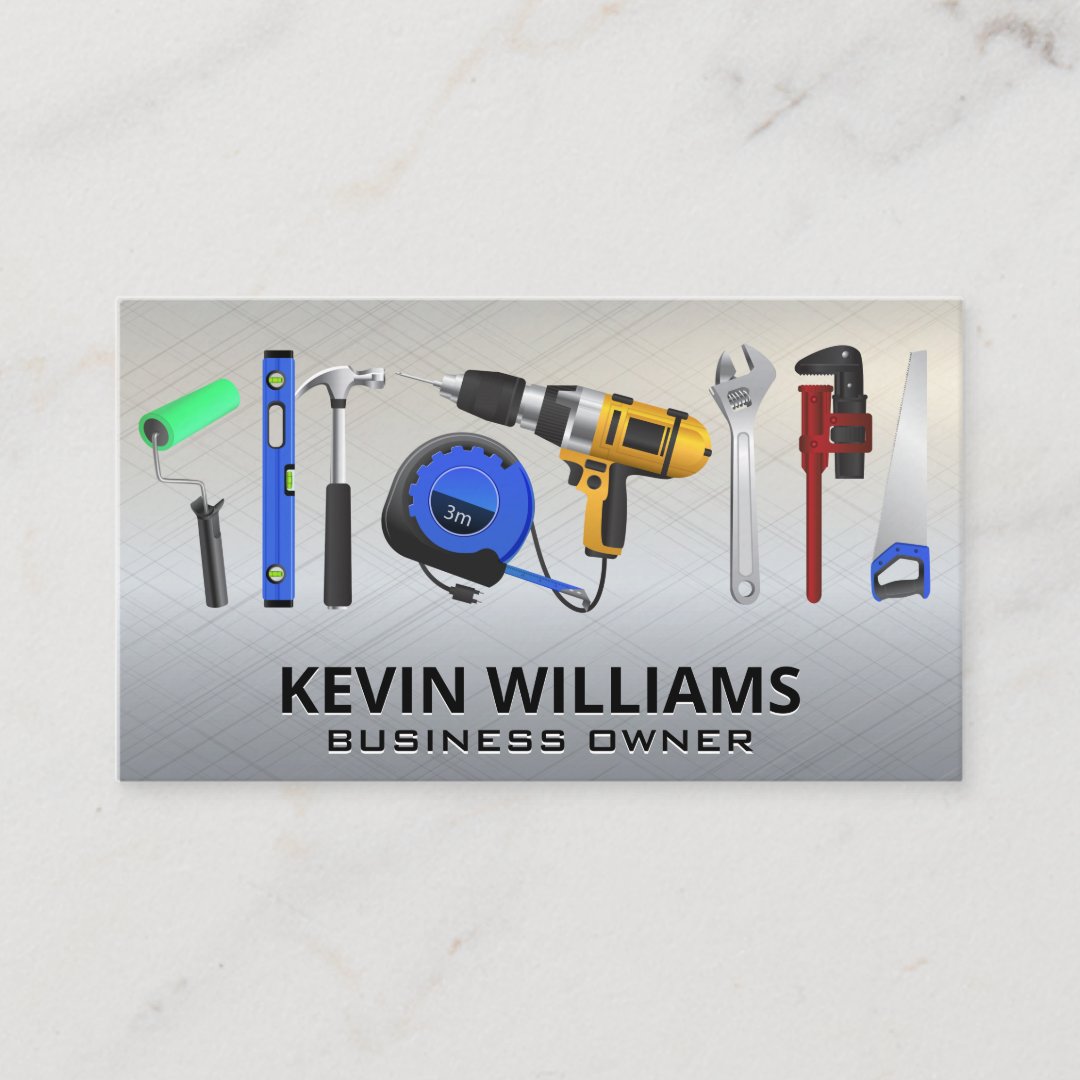 Hardware Tools | Metallic Background Business Card | Zazzle