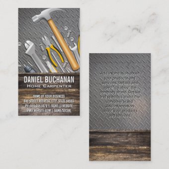 Hardware Tools | Wood and Steel Business Card | Zazzle