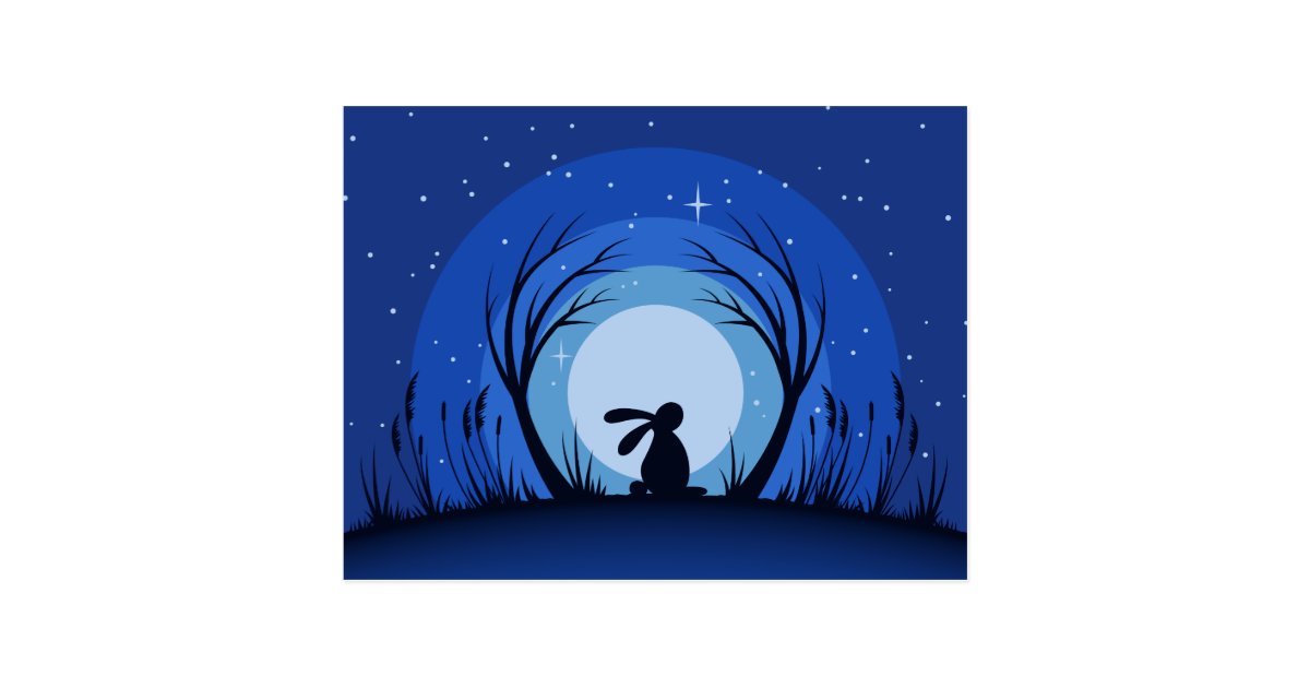 Hare, Rabbit Moonlight Silhouette Postcard | Zazzle.com