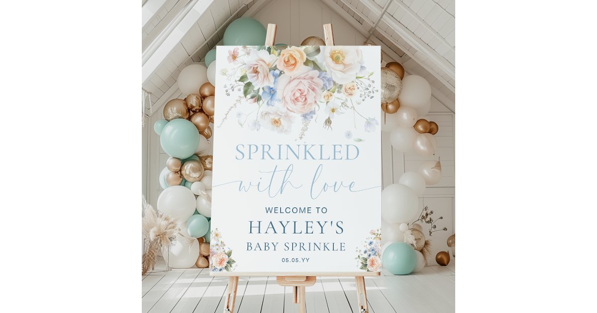 Hargrove Blue Baby Sprinkle Welcome Sign | Zazzle