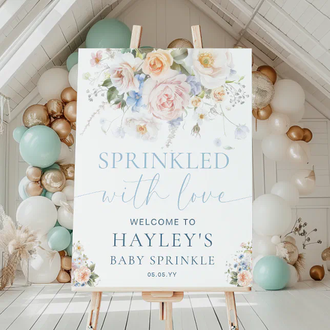 Hargrove Blue Baby Sprinkle Welcome Sign | Zazzle