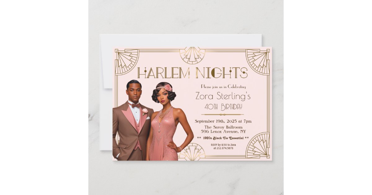 Harlem Nights African American Birthday Invitation | Zazzle