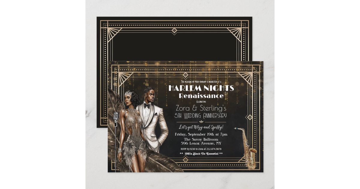 Harlem Nights Gatsby 1920s African American Invitation | Zazzle
