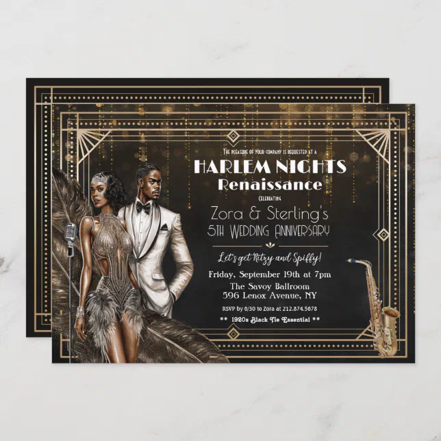 Harlem Nights Gatsby 1920s African American Invitation | Zazzle