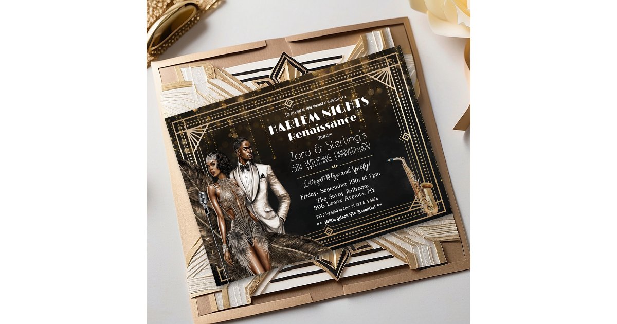 Harlem Nights Gatsby 1920s African American Invitation | Zazzle
