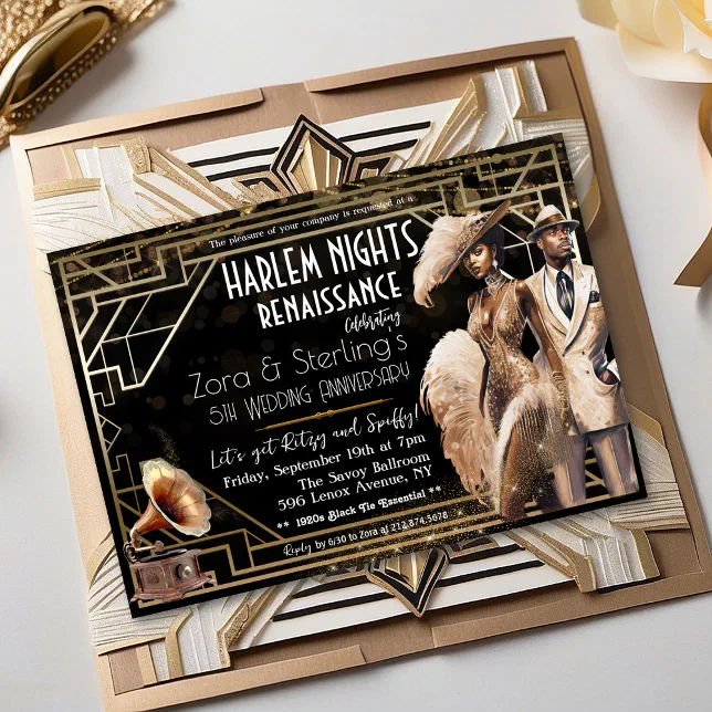 Harlem Nights Gatsby 1920s African American Invitation | Zazzle