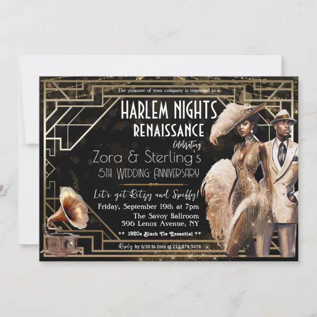 Harlem Nights Gatsby 1920s African American Invitation | Zazzle