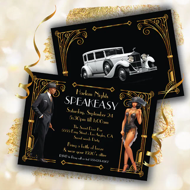 Harlem Nights Speakeasy Flapper Great Gatsby Invitation | Zazzle