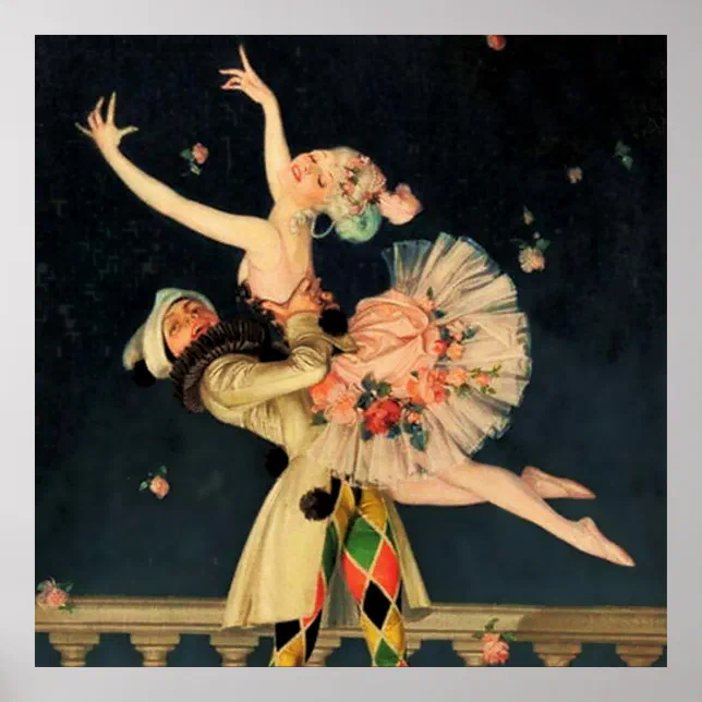 “Harlequin and Columbine” by FX Leyendecker Poster | Zazzle
