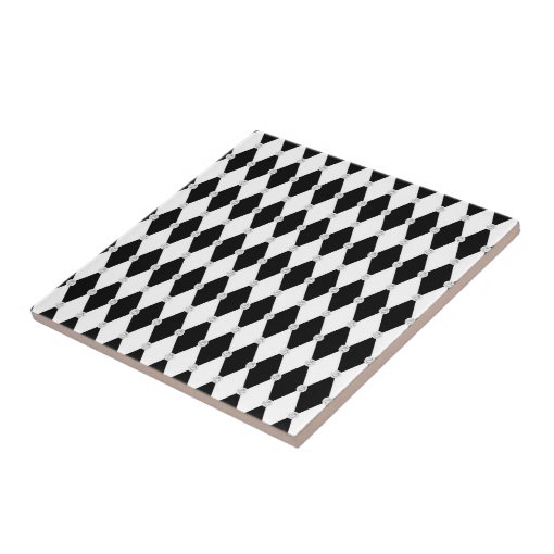 Harlequin Black White Rhombus Diamond Shape Ceramic Tile | Zazzle