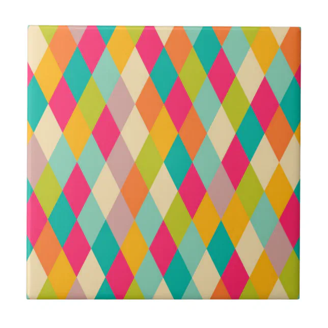 Harlequin vintage pattern ceramic tile | Zazzle