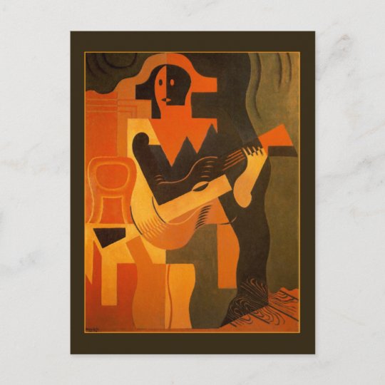 Harlequin with Guitar by Juan Gris Fine Art Cubism Postcard | Zazzle.com