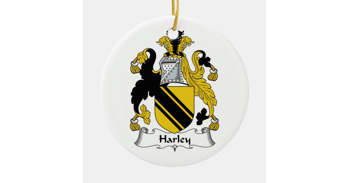 Harley Family Crest Ceramic Ornament | Zazzle