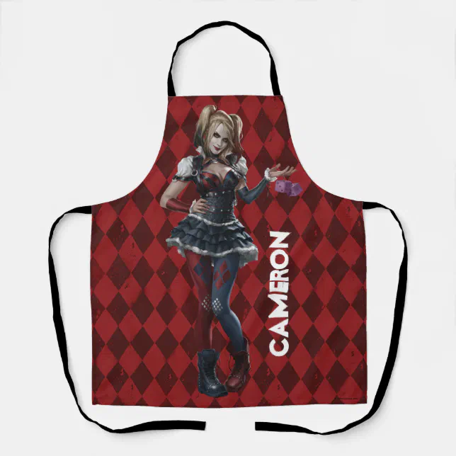 Harley Quinn With Fuzzy Dice Apron | Zazzle