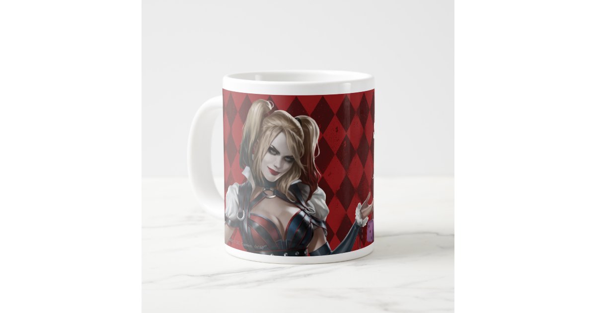 Harley Quinn With Fuzzy Dice Large Coffee Mug | Zazzle